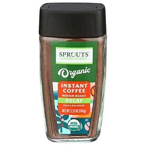 Amazon.com : Generic Sprouts Organic Decaf Medium Roast Instant Coffee Jar - 3.53 oz : Grocery ...