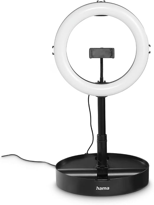 Hama LED Ringlicht mit Stativ Handy faltbar schwarz: Amazon.de ...