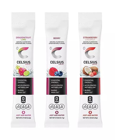 Amazon.com : Celsius-Energy Powder Sticks, 18 Pack – 200mg Caffeine ...