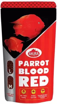 Akira Parrot Blood RED 100gm. Pouch Fish 0.1 kg Dry,Protein 40%, Adult ...