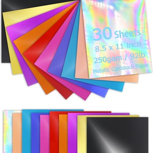 Amazon.com : LOTMER 30 Pieces Metallic Cardstock Paper, 8.5x11 Inch ...