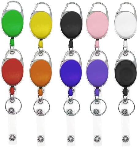 EUPSIIU 10 Pcs Badge Reels Clips, Retractable Badge Reels Holders, Reel ...