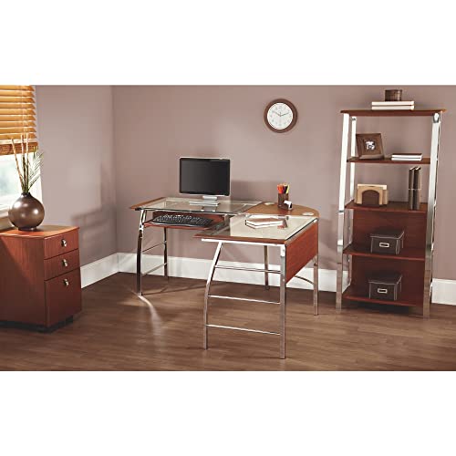 Realspace® Mezza 62"W L-Shaped Corner Desk, Cherry/Chrome Best Deals ...