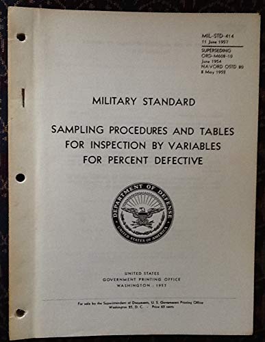 Military Standard 414 : Sampling Procedure and Tables for Inspection by ...