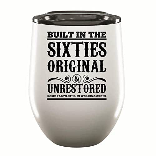 Amazon.com: Perfect 60th Birthday Gift Vintage Built in the Sixties 12oz Wine Tumbler Cup ...