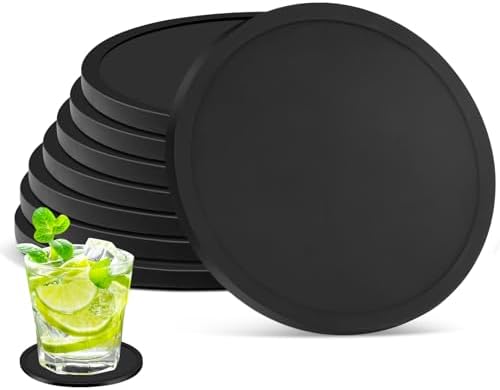 8 Pack Silicone Coasters for Drinks, Non-Slip Cup Coasters Heat Resistant Silicone Cup Mat Soft ...