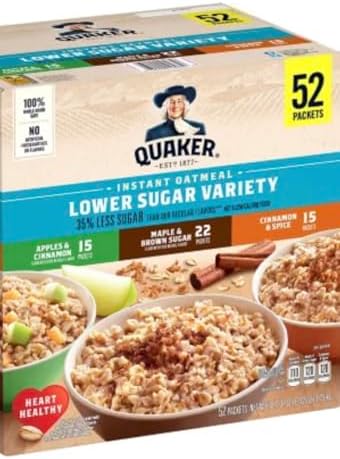Amazon.com: Quakers Instant Oatmeal Low Sugar Variety Pack, 52 Count ...
