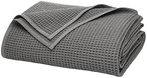 Amazon.com: BOLL & BRANCH Waffle Bed Blanket - Twin, Stone - Luxury 100 ...