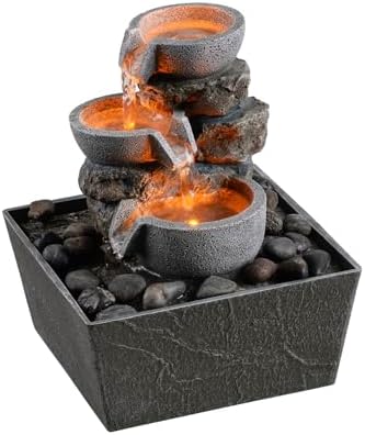 Amazon.com: TiCin USB Powered Tabletop Fountain with Natural Rocks and ...
