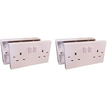 Double Wall Socket & Back Box Pattress. Twin 2 Gang Switched Plug ...