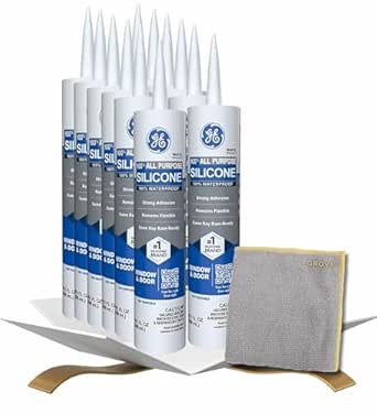 GE Silicone 1 All Purpose Sealant 10.1 oz Bundle with Microfiber Cloth - GE Advanced Silicone ...