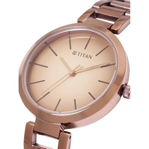 Titan Stainless Steel Analog Brown Dial Women Casual Watch, Brown Band ...