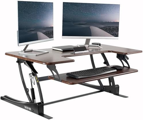 VIVO 109cm Corner Height Adjustable Cubicle Stand Up Desk Converter, V ...