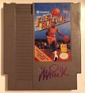 Magic Johnson Los Angeles Lakers Signed Fast Break NES Nintendo Game #4 ...