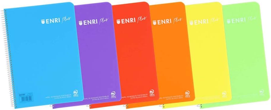 Cuaderno ENRI Din A4 80 Hojas (5 Unidades) : Amazon.es: Oficina y papelería