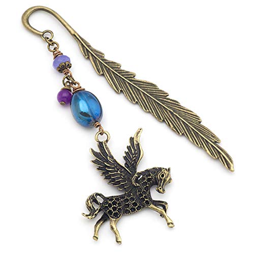 Amazon.com: Whimsical Pegasus Aura Quartz Antique Bronze Feather Metal ...