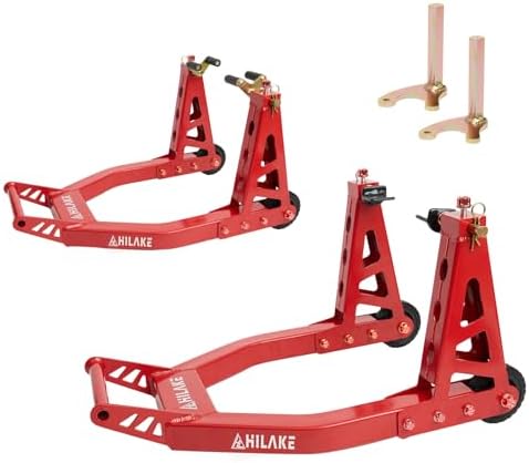 Amazon.com: HILAKE Aluminum Motorcycle Stands Front and Rear 880lbs ...