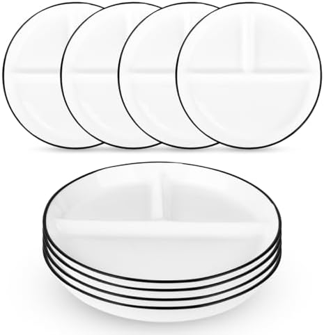 Amazon.com | 10" Ceramic Divided Plates Set of 4Pcs, Portion Control ...