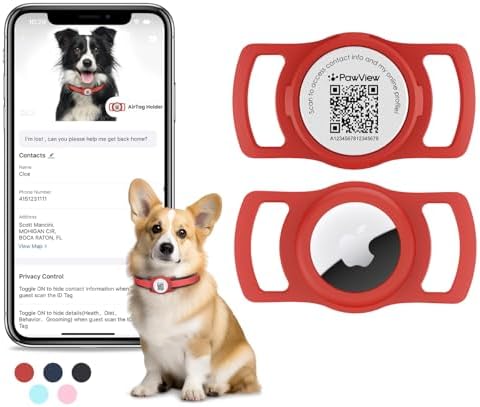 Amazon.com: PawView AirTag Dog Collar Holder, Smart QR Code AirTag ...