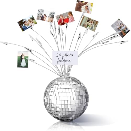 Amazon.com : Geyoga 25 Pcs Disco Ball Table Number Holders Silver Place ...