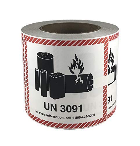 Amazon.com: UN 3091 CHEMTREC Caution Lithium Battery Labels 4.5 x 4.75 ...