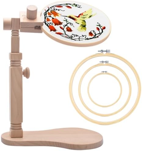 Amazon.com: TINDTOP Beech Wood Embroidery Hoop Stand, with 3pcs ...