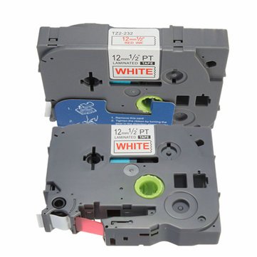 Red On White Label Tape Tags Tabbed Ribbon For Brother TZ232 12mm ...
