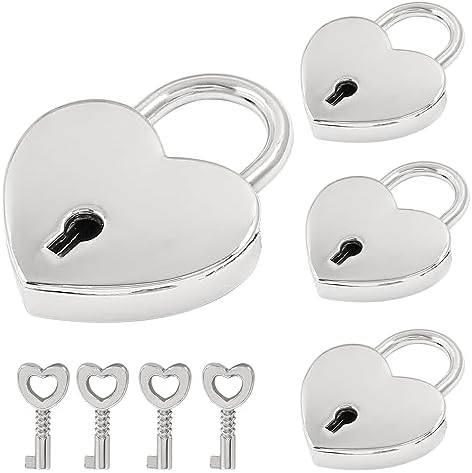 3 Pcs Small Metal Heart Shaped Padlock Mini Lock with Key for Jewelry ...