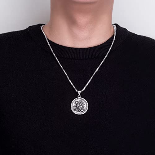 Snapklik.com : Stainless Steel St George Dragon Slayer Pendant Necklace ...