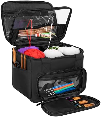 Amazon.com: TORIBIO Knitting Bag Yarn Storage Tote, Large Crochet ...
