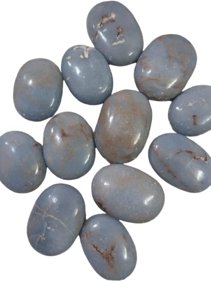 New Shyam Agate Natural Blue Brown Angelite Palm Stone for Healing ...
