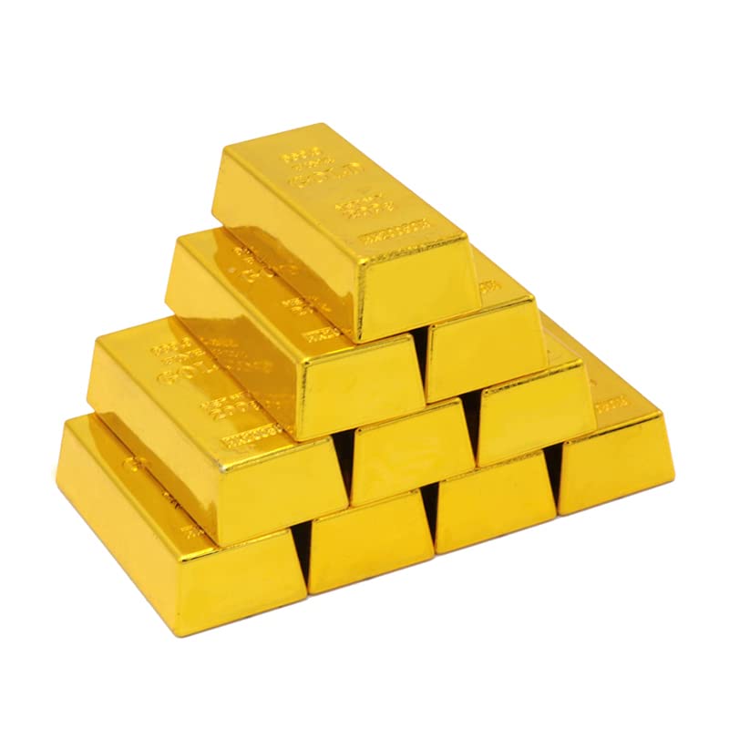 Amazon.com: 10 pcs Simulated Treasure Fake Gold Bar Replica Brick ...