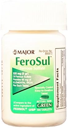 Amazon.com: Major Ferosul - Ferrous Sulfate 325mg Tablets with 65mg of ...