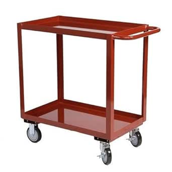 Red Service Cart - 18" x 27" Medium Duty Service Cart w/ 5 Locking ...