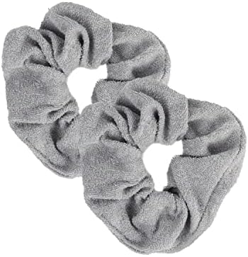 Amazon.com : Set of 2 Terry Hair Scrunchies - Light Grey : Beauty ...