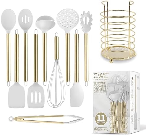 Amazon.com: COOK WITH COLOR Silicone Cooking Utensils, Kitchen Utensil ...