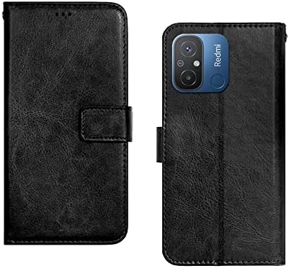 Etechnic Redmi 12C Flip Case | Premium Leather Finish Flip Cover | with ...