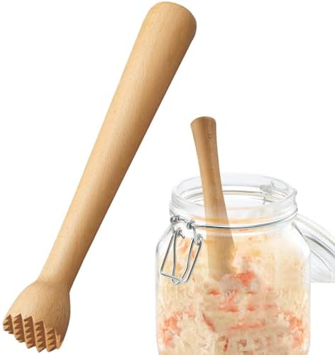 Taasmoog Fermentation Masher, Wooden Traditional Potato Masher, Heavy ...
