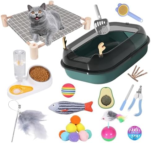 Amazon.com : Cat Starter Kit for Indoor Cats,19 Pieces Set of Kitten ...