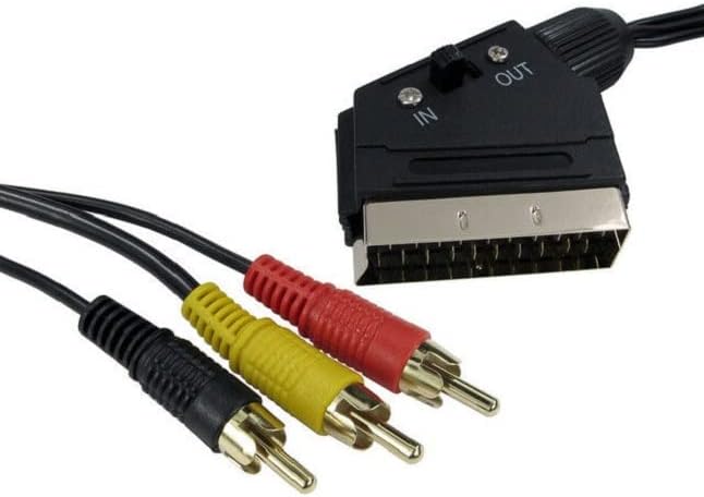 kenable Scart Plug In/Out to Red White Yellow RCA 3 x Phono Plugs AV ...
