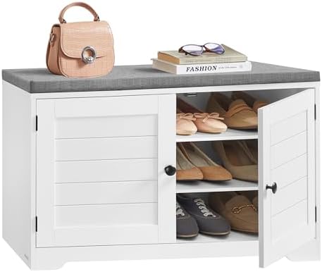 Amazon.com: VASAGLE Shoe Storage Bench with Cushion, 3-Tier Entryway ...
