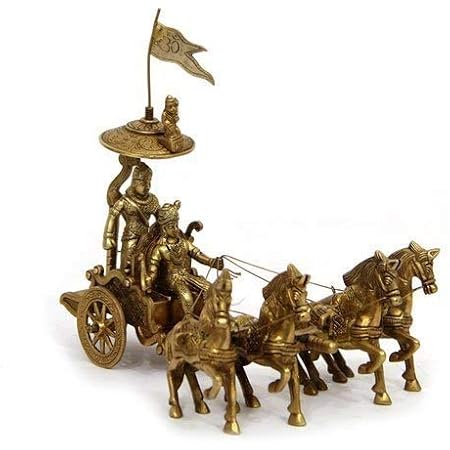 Buy ARTVARKO Brass Wall Hanging Mahabharat/Geeta Arjun Chariot (Rath ...