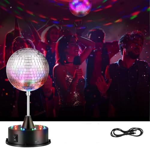 Silver Mirror Disco Ball Light, 5 Inch Mirror Disco Ball Light Diffuser ...