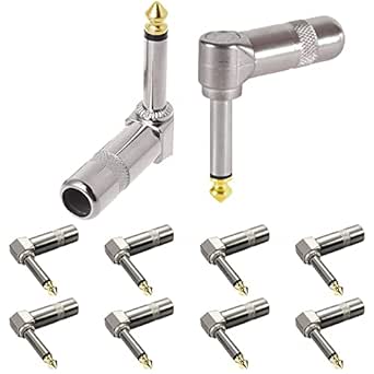 Amazon.com: DKARDU 1/4" 90 Degree Right Angle Mono Plug, 6.35mm Heavy Duty TS Mono Male Solder ...