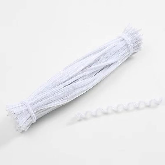 Zzkiyex White Pipe Cleaners, 100psc Pipe Cleaners Craft Supplies ...