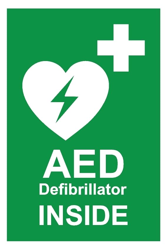 AED Automated External Defibrillator inside safety sign - Self adhesive ...