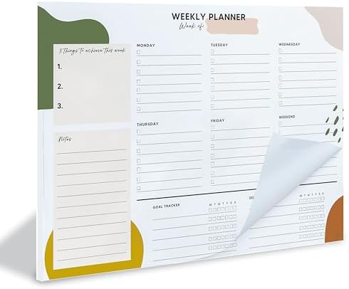 Amazon.com : Weekly Planner Pad Tear Off - 52 Undated Weekly Planner ...