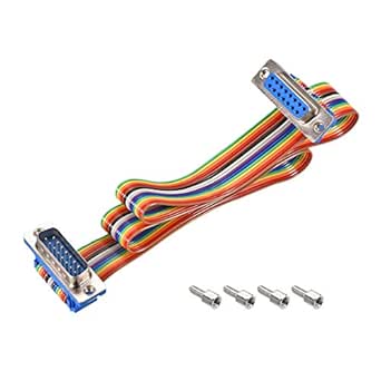 uxcell IDC Rainbow Wire Flat Ribbon Cable DB15 Male to DB15 Female ...