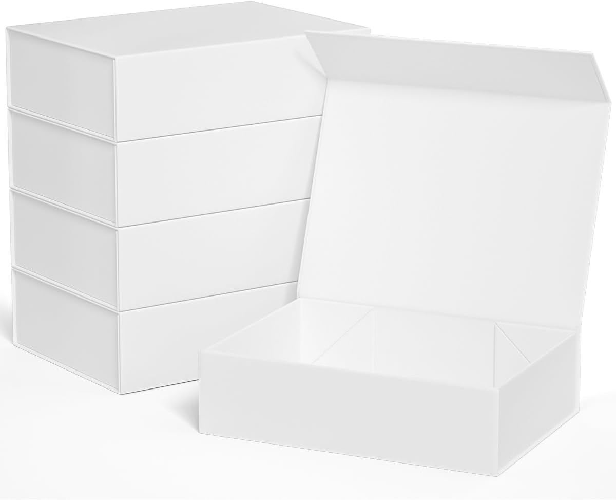 Amazon.com: White Gift Boxes 11.9" x 8.5" x 3.3" with Magnetic Closure ...