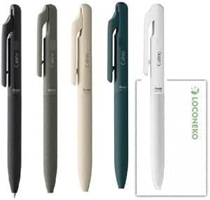Amazon | ぺんてる 油性ボールペン Calm カルム 0.5mm 黒インク BXA105-A【まとめ買い5色】+ロコネコカード ...